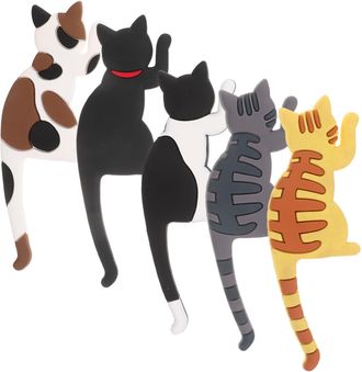 BESPORTBLE 5 St&uuml;ck Magnetische Katzenhaken mit Cartoon Motiv Kompakt Spurlos Entfernbar f&uuml;r K&uuml;hlschrank und K&uuml;che Vielseitiger Metallhalter f&uuml;r Schl&uuml;ssel und Han