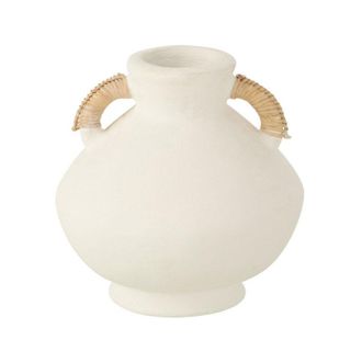 Paris Prix Paris Prix - Vase D&eacute;co L&eacute;o 30cm Blanc & Naturel