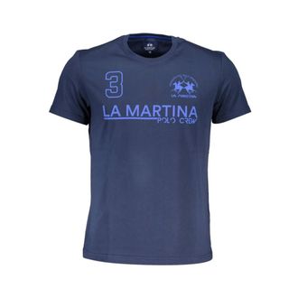 La Martina Homme, Tops, Bleu, Taille: L T-shirt homme en coton bleu
