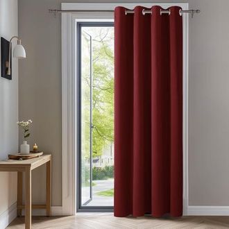 Deconovo Rideaux Occultants Isolant Thermique Anti Froid, Rideaux pour Chambre Fille, Design Moderne &agrave; Oeillets, 140x240 CM (Largeur x Hauteur), No?l Rouge Fon