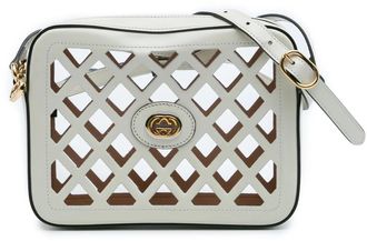 Gucci Hobo Bags - Cutout Leather and Flora Canvas Infinity Crossbody - Gr. unisize - in Wei&szlig; - f&uuml;r Damen