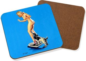 Gift Base Gil Elvgren Untersetzer mit Aufschrift A Pleasing Discovery Pin Up Girl, Reproduktionsdruck