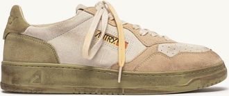 Autry SNEAKERS MEDALIST TRICOLOR SUPER VINTAGE AUS WILDLEDER IN WEISS, SAND UND GREY GREEN