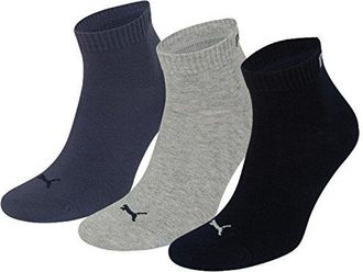 Puma Puma Quarter - Chaussettes de Sport - Lot de 3 - Uni - Mixte Adulte - Marine/Gris/Bleu - 39-42