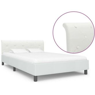 vidaXL Cadre de lit Blanc Similicuir 140 x 200 cm