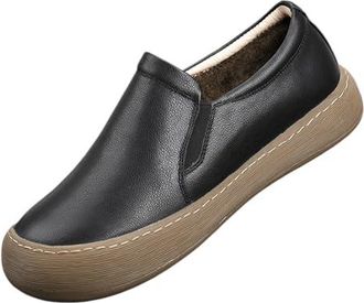 Generic Mocassins d&eacute;contract&eacute;s en cuir pour homme, antid&eacute;rapants, l&eacute;gers et chauds, pour la marche, la conduite, Noir, 39 2/3 EU