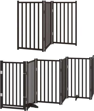 vidaXL 9-tlg. Hundetor mit Tür Faltbar Schwarz 450 cm Pappelholz vidaXL