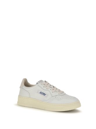 Autry Womens Medalist Low Leather Sneakers Wht-Snowht Wht/snowht