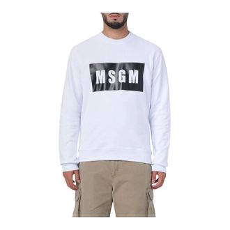 Msgm Msgm, Homme, Sweatshirts et sweats à capuche, Blanc, Taille: XL Logo Crew Neck SweaT-shirt