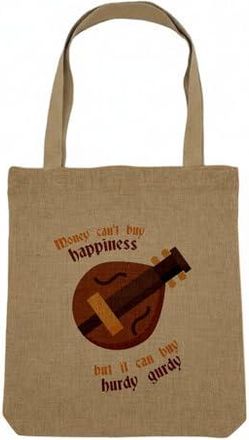 Fabulous Sac Shopping Tote Bag Aspect Lin - Hurdy Gurdy - Money Cant Buy Happiness Middle Age Sac de Courses Toile Epaisse 360g Beige Naturel Cabas Port&eacute; Epaul