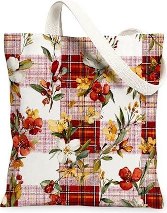 Generic Sac fourre-tout en toile &agrave; motif floral vintage, &eacute;l&eacute;gant, r&eacute;utilisable, l&eacute;ger et lavable, pour salle de sport, voyage, plage, 33 x 38,1 cm