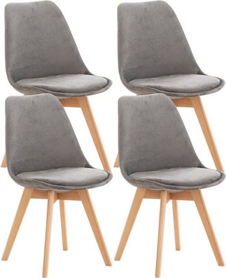 Clp Ensemble de 4 chaises en bois élégantes et velours élégant et conception moderne diverses couleurs colore : Gris