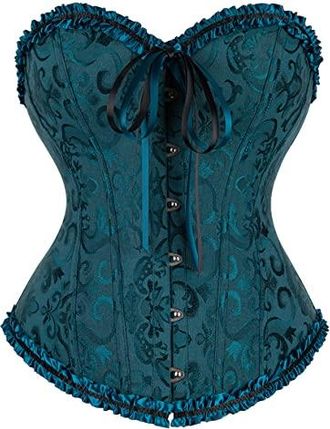 Grebrafan Corset Broderie Mariage Bustier Top Classique Grande Taille (EUR(44-46) 4XL, Vert Foncé)