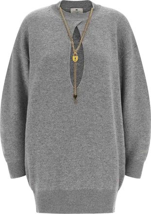 Elisabetta Franchi Robe Au Genou - Gris