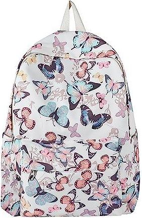 Generic School Starts Season Fashion Butterfly Print Women Girls Student Zipper School Bag Nylon Travel High Capacity Backpack Boy Backpacks Kids, rose, taill
