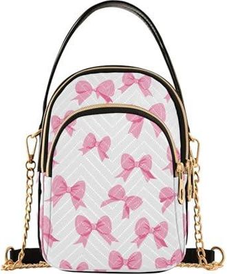 Mnsruu Sac à bandoulière pour femme avec noeud rose et bandoulière réglable