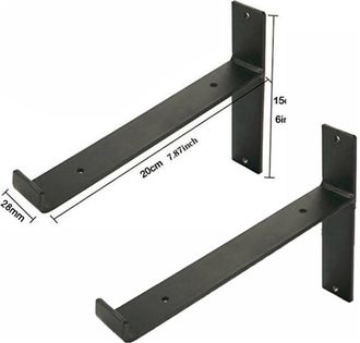 Pretyzoom 2 St&uuml;ck Wandregal aus Eisen 20cm mit Schrauben Multifunktionale Wandhalterung f&uuml;r Yoga Matte B&uuml;cher und Deko im Schlafzimmer und Zuhause