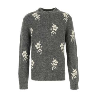 Jil Sander Pull Col Rond Fleuri en Tricot - Homme - Pulls - Gris - Taille: XL