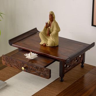 Generic Buddha-Schrein, Altartisch aus Holz, chinesischer Buddha-Nischenaltarschrank, Wandmeditationstisch mit ausziehbarer Ablagefl&auml;che, kleine Opfertische f