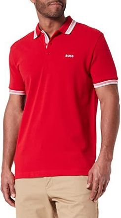 BOSS Hommes Paddy Polo en piqué de Coton avec col et Poignets rayés