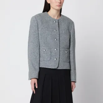 Dunst Graue melierte Classic Jacke aus Tweed