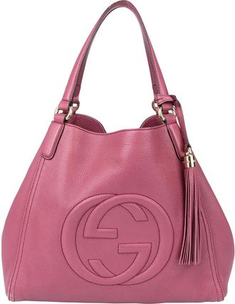 Gucci Crossbody Bags - Gucci Pink Leather GG Soho Handbag - Gr. unisize - in Gold - für Damen