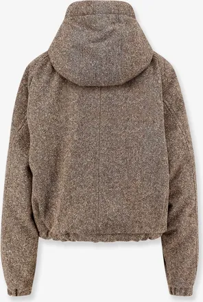 Brunello Cucinelli Womens M&eacute;lange Virgin Wool Blend Jacket Brown