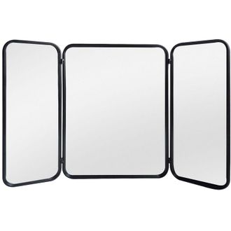 Vente-Unique Miroir de barbier vintage en m&eacute;tal - L. 100 x H. 65 cm - Noir - NOAVA