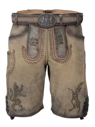 Kr&uuml;ger Herren Trachten Lederhose kurz, Modell: Furchtlos und Treu 3, Knielang, Art.-Nr. 906971-0-0071, 52