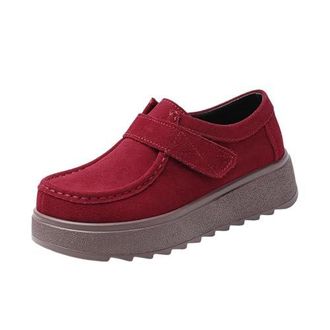 Generic Mocassins confortables &agrave; talon bas compens&eacute; pour femme - Bout rond - Couleur unie - Semelle &eacute;paisse - Antid&eacute;rapante - Confortable - Chaussures de marc