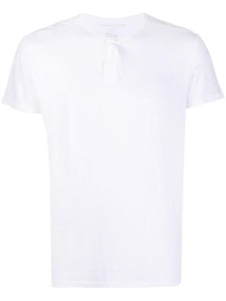 Majestic Filatures T-Shirt mit Henley-Kragen - Wei&szlig;