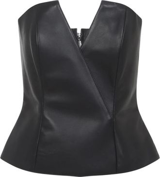 Ralph Lauren Femme, Tops, Noir, Taille: 38 FR Lamb Leather Top