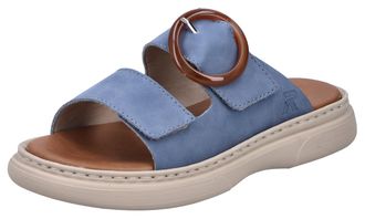 Rieker Pantolette RIEKER, Damen, Gr. 38, blau, Lederimitat, Schuhe Pantolette, Sommerschuh, Hausschuh, Strandschuh mit Klettriemchen