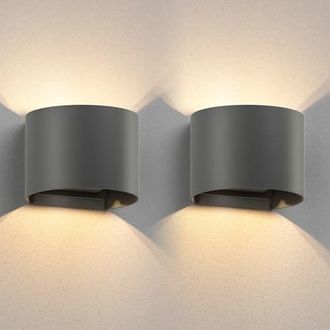 LEDs Com 2 pi&egrave;ces Applique RUNEL pour lext&eacute;rieur, IP65, Up-/Downlight, anthracite mat, ronde, 1x G9 max. 10W