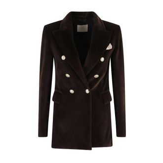 Circolo 1901 Femme, Vestes, Brun, Taille: 42 FR Veste Marron Velours Double-Breasted