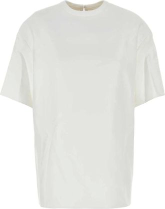 Valentino Garavani Femme, Tops, Blanc, Taille: 38 FR Crew Neck Cotton T-Shirt