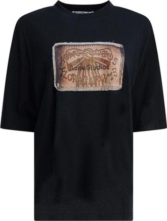 Acne Studios Femme, Tops, Noir, Taille: 40 FR Logo T-shirt