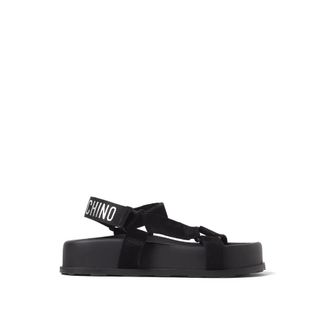 Moschino Schwarze Sandale mit Logoaufdruck und Plateausohle - - Shoes - Damen - Schwarzk - 40 EU