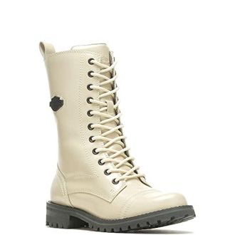 Harley-Davidson FOOTWEAR Walsen Bottes de moto à lacets 20,3 cm pour femme, beige clair, 43 EU