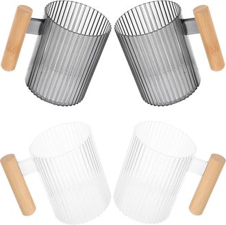 NUOBESTY HOOTNEE 4 St&uuml;ck Teiliges Zahnb&uuml;rsten Becher aus Bruchsicherem Kunststoff Wiederverwendbar Gro&szlig;es Fassungsverm&ouml;gen Komfortabel Stabil Vielseitig Einset