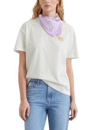 Marc O'Polo Denim Damen T-Shirt aus Bio-Baumwolle Relaxed Fit, Wei&szlig; (Silky White), XL