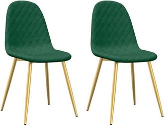 vidaXL Vidaxl - Chaises à manger lot de 2 Vert foncé Velours