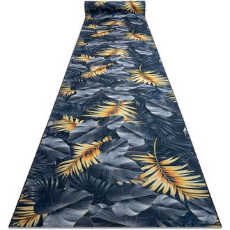 RugsX L&auml;ufer Antirutsch LOTUS FERNS 45270 Bl&auml;tter grau / gold ZUM WASCHEN 120cm grey 120x240 cm