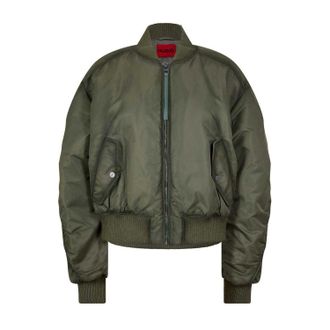 HUGO BOSS Hugo - Ferida Bomberjacke f&uuml;r Damen, Wattiert, Satin (Gr&uuml;n)