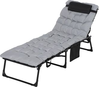 OUTSUNNY Sonnenliege faltbar Gartenliege mit 5-stufige Verstellbarer R&uuml;ckenlehne Campingliege mit Tasche mit Kopfkissen Gartenstuhl bis 120 kg,f&uuml;r Garten,Balko