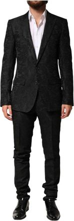 Dolce & Gabbana Homme, Costumes, Noir, Taille: S Brocade Single Breasted 2 Piece Suit