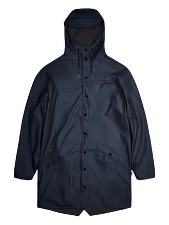 Rains manteau boutonn&eacute; &agrave; capuche - Bleu