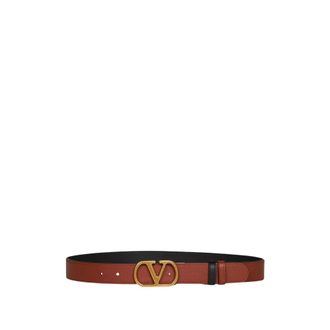 Valentino VLogo Signature Wendeg&uuml;rtel aus gl&auml;nzendem Kalbsleder 30 mm - - Accessories - Damen - Braun - 90 CM