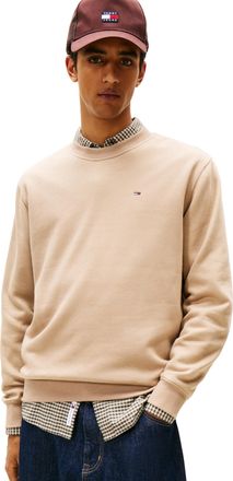 Tommy Jeans Herren Sweatshirt Regular Fit Flag Fleece Rundhalsausschnitt, Beige (Coastal Taupe), XXL