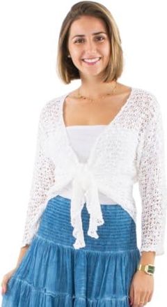 Coline Veste légère en Maille ajourée - Couleur : Blanc - Taille : S/M